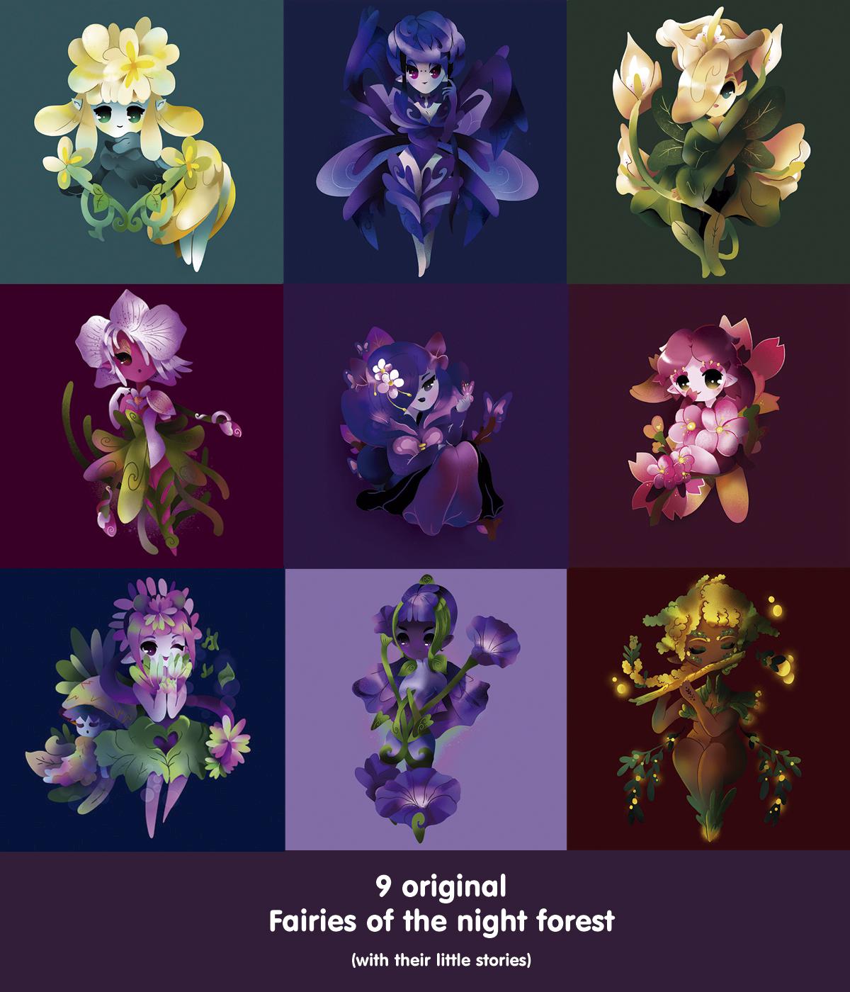 Fairies of the night Illustrations compilation, all availables inside my artbook "Magical Forest ...