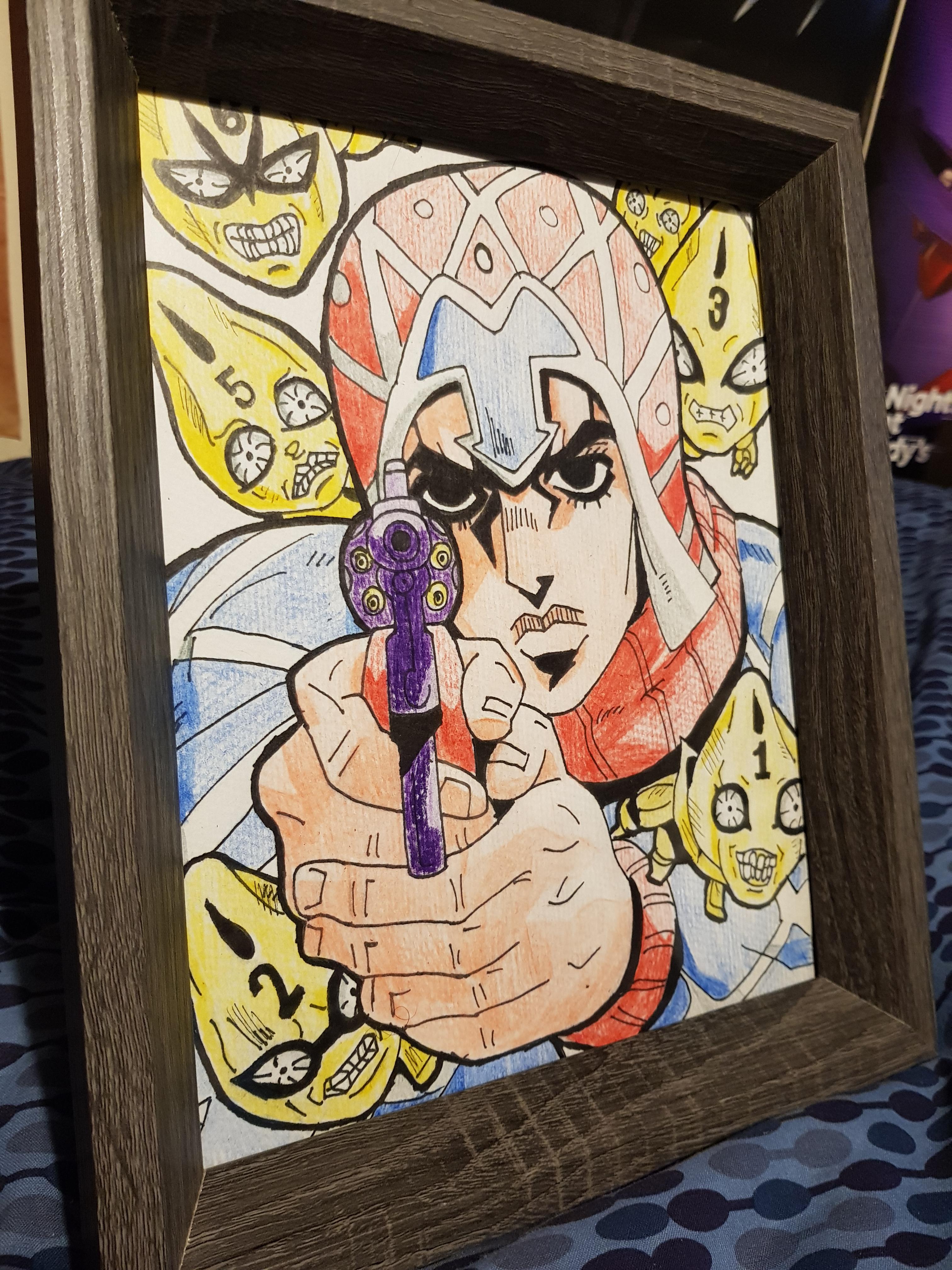 [Fanart] My fourth Jojo's drawing of the week, Guido Mista and his Stand: Sex Pistols. | Scrolller
