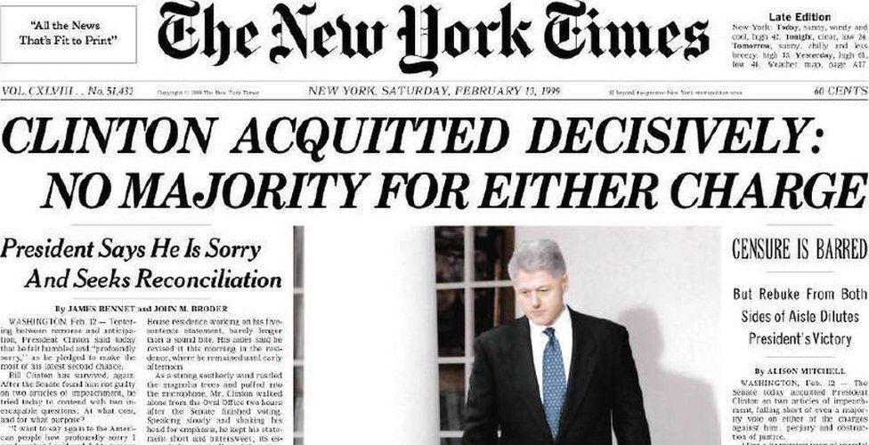 February 12, 1999 - Bill Clinton was acquitted in his impeachment trial. | Scrolller