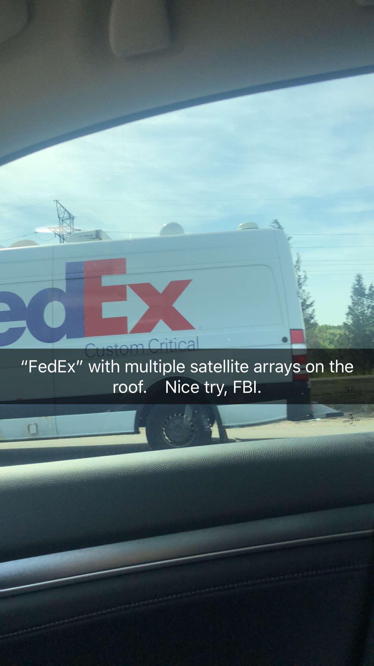 FedEx van w/ multiple satellite devices on roof | Scrolller