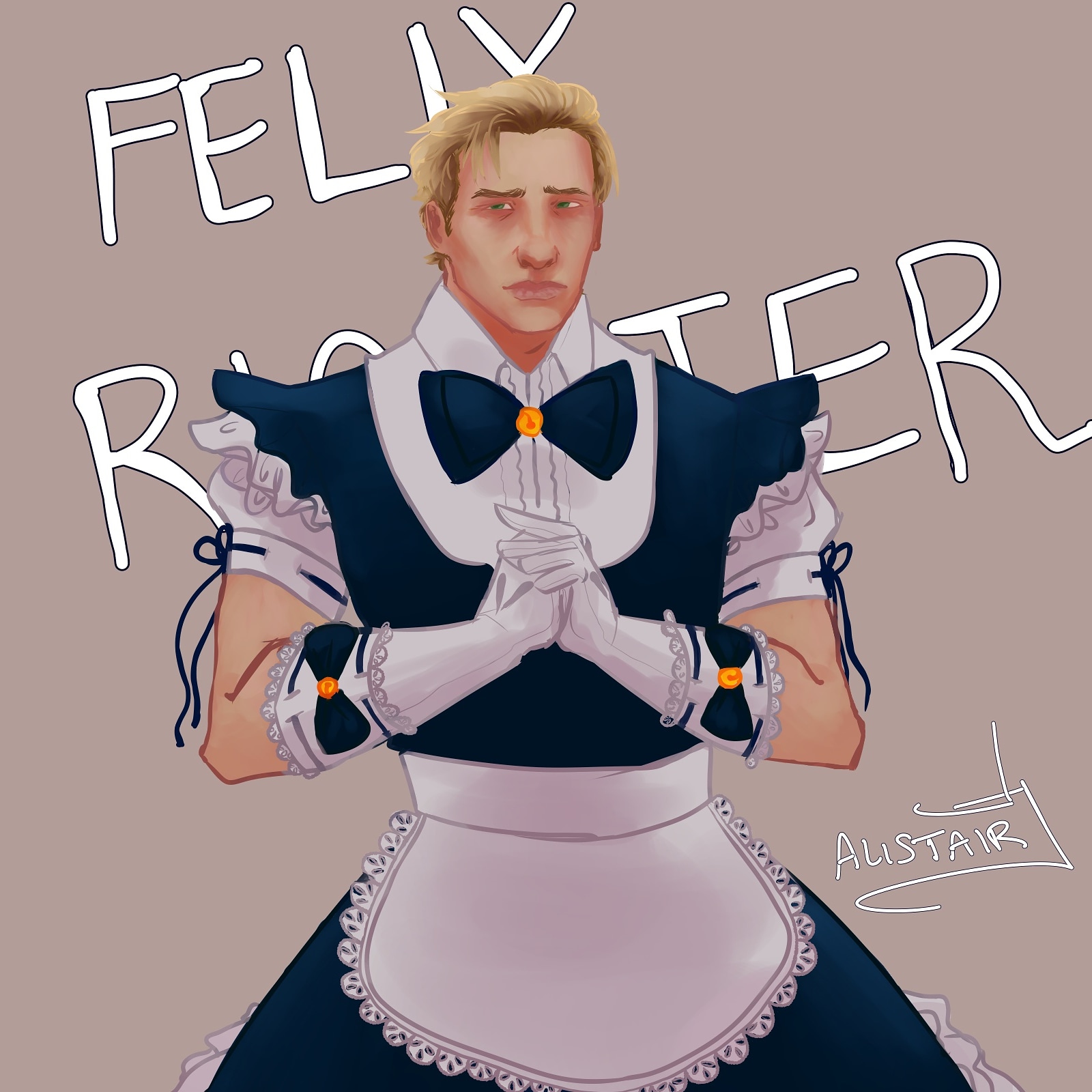 Felix Richter in a maid outfit, art was done by me. My Instagram is @blightsonlyfans, it's still ...