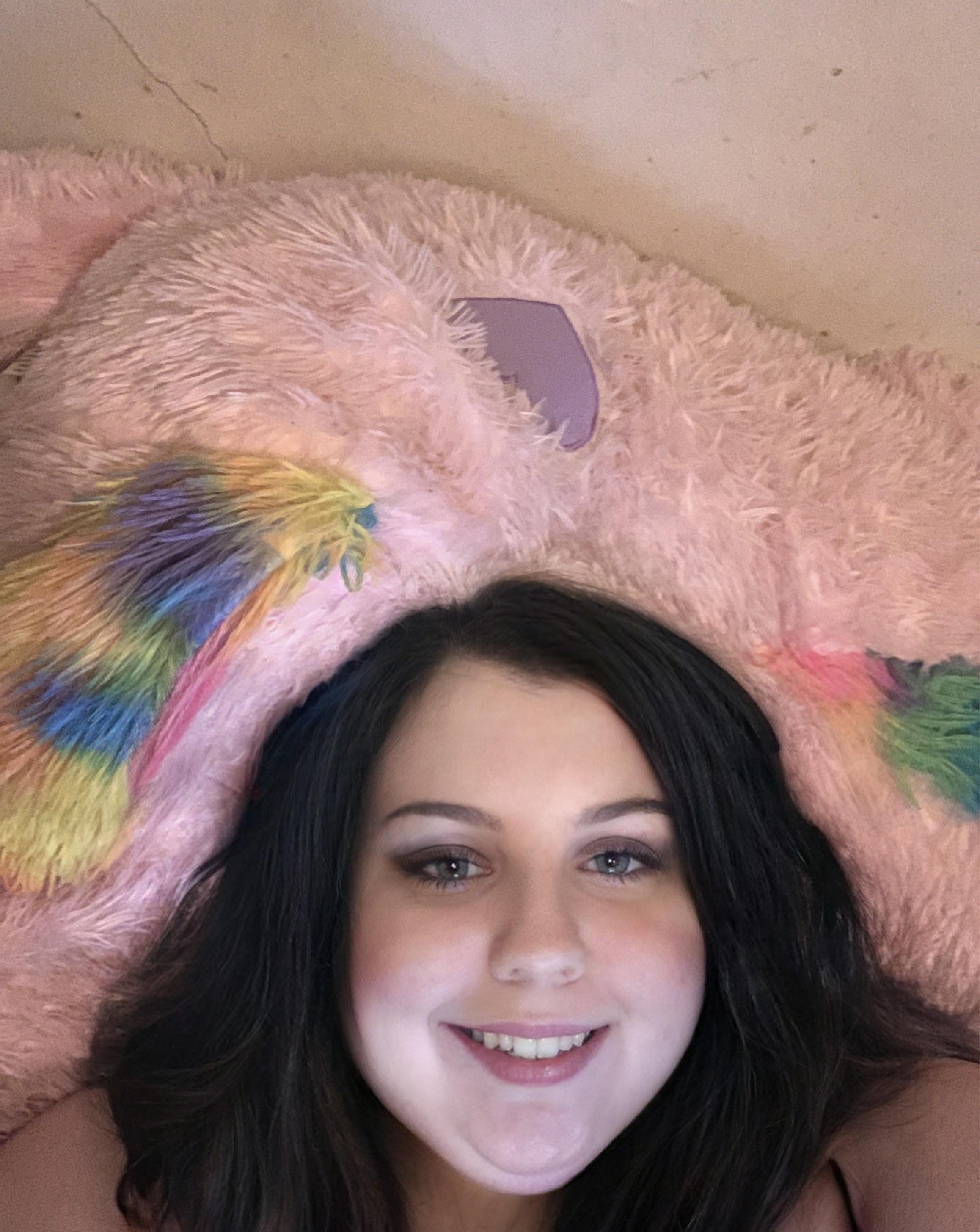 felt cute laying on my unicorn stuffie. 🥰 | Scrolller