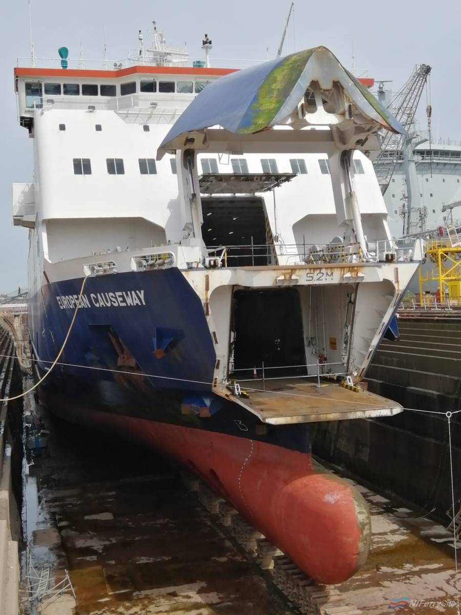 Ferry EUROPEAN CAUSEWAY in dry dock at Cammell Laird, Birkenhead, 2019. [900×1200] | Scrolller