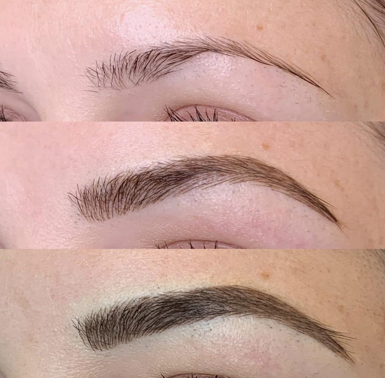 Final microblading photos. Before, after 1st session and after 6 week touch up session | Scrolller