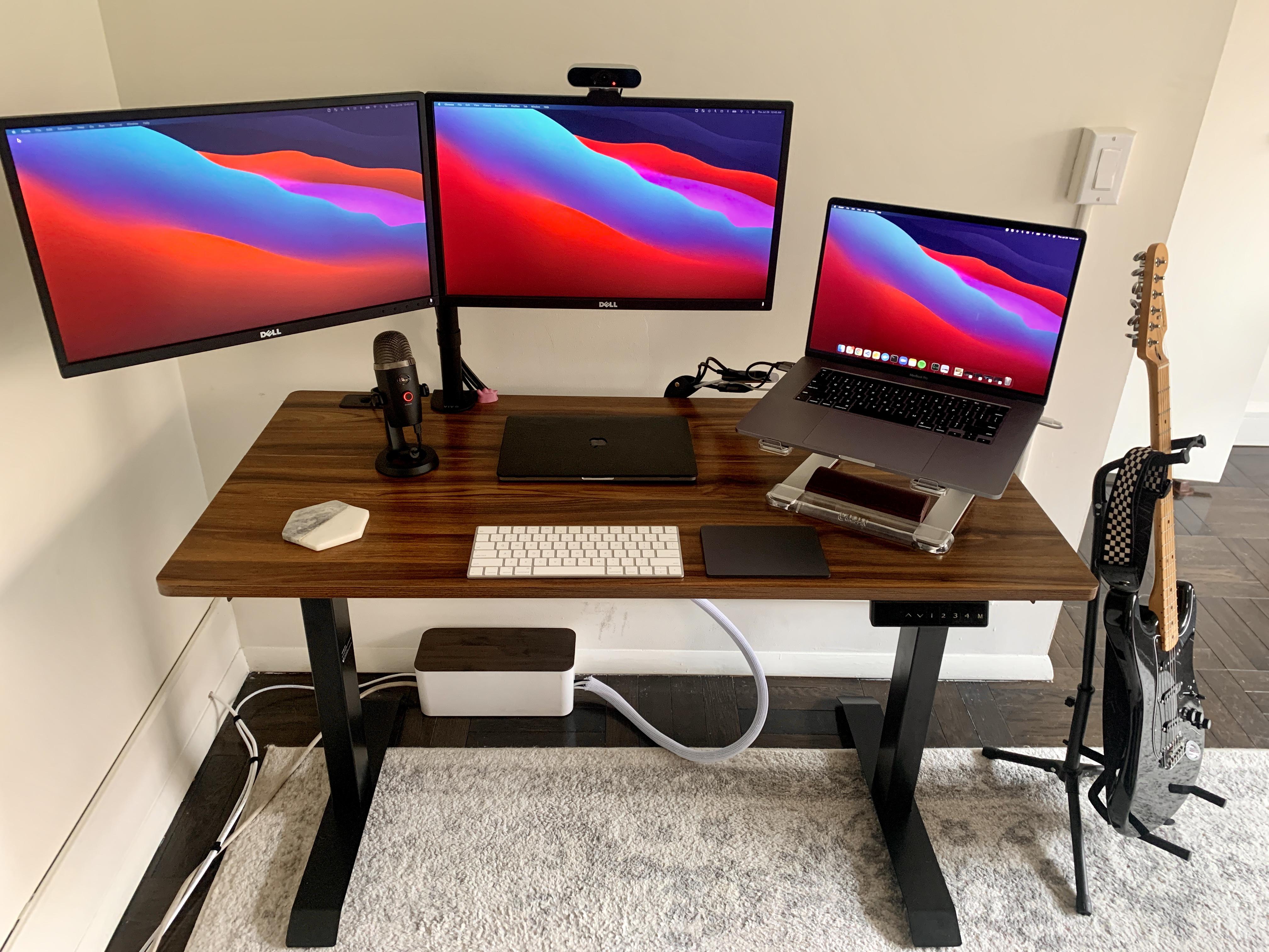 Finally finished my WFH setup. Cable management with a standing desk is tough work! | Scrolller