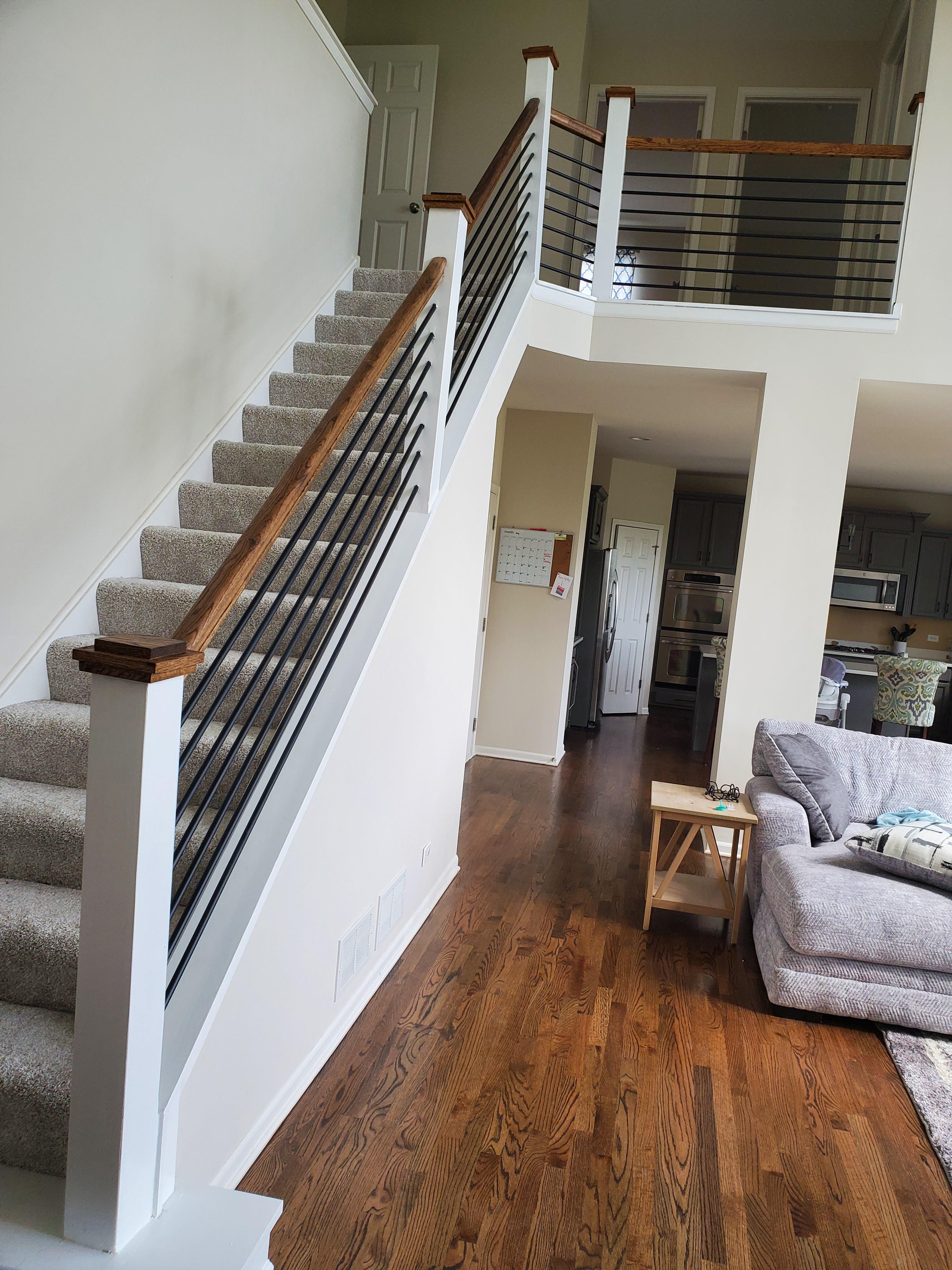 Finally finished up my new stair railings and newels! | Scrolller