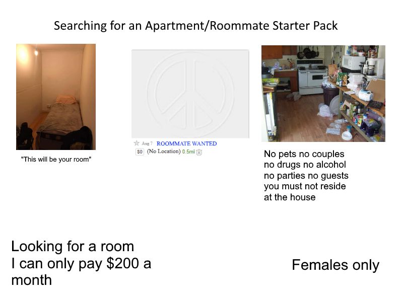 Finding an Apartment/Roommate Starter Pack | Scrolller