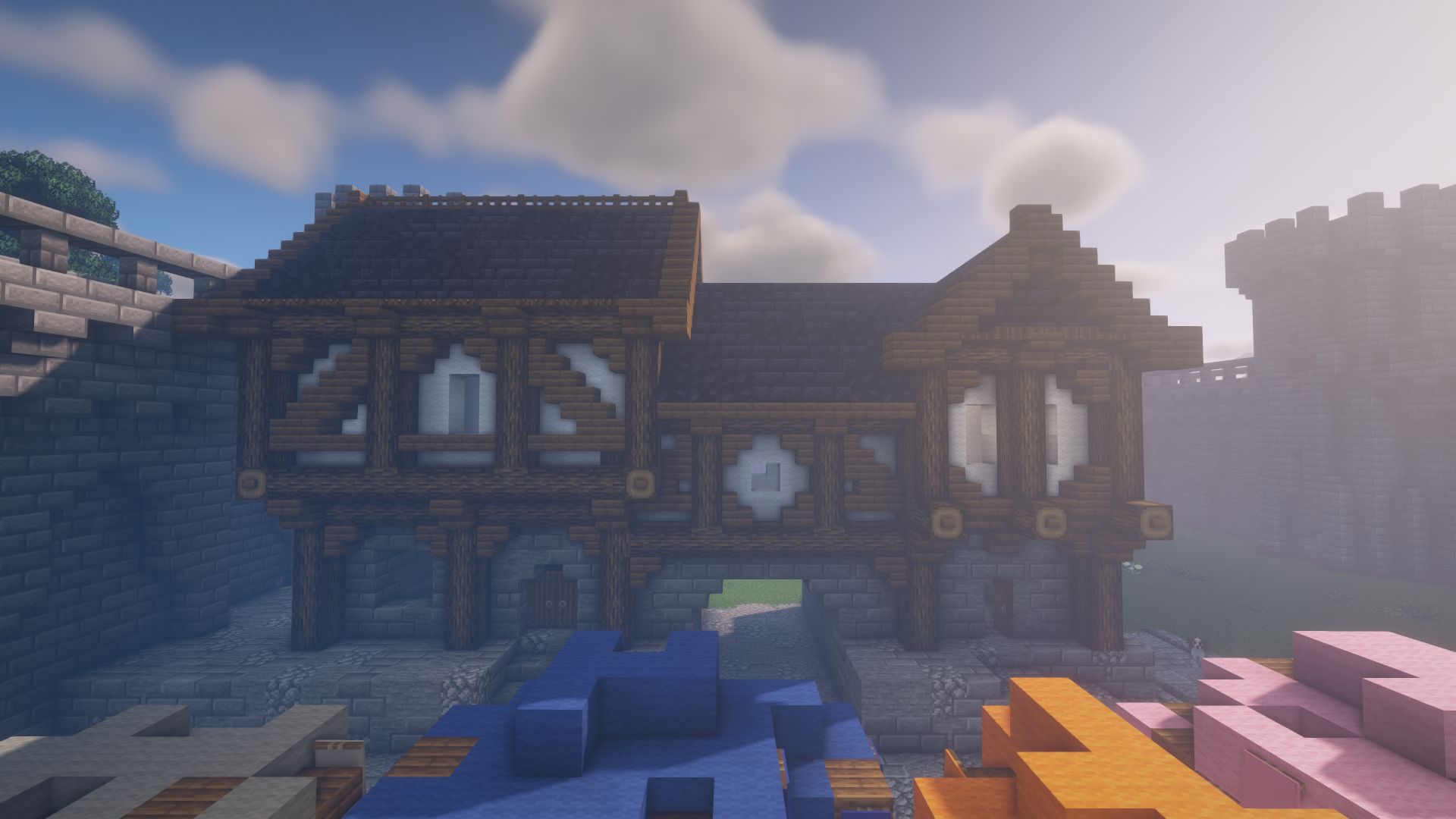 First building in my medieval town in survival. Having fun building something other than a wall ...