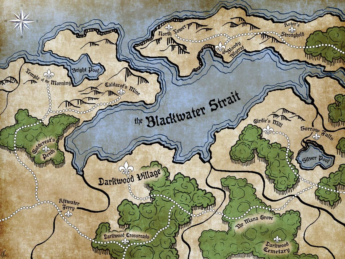 First Ever Hand-Drawn Map: Darkwood Strait Region | Scrolller
