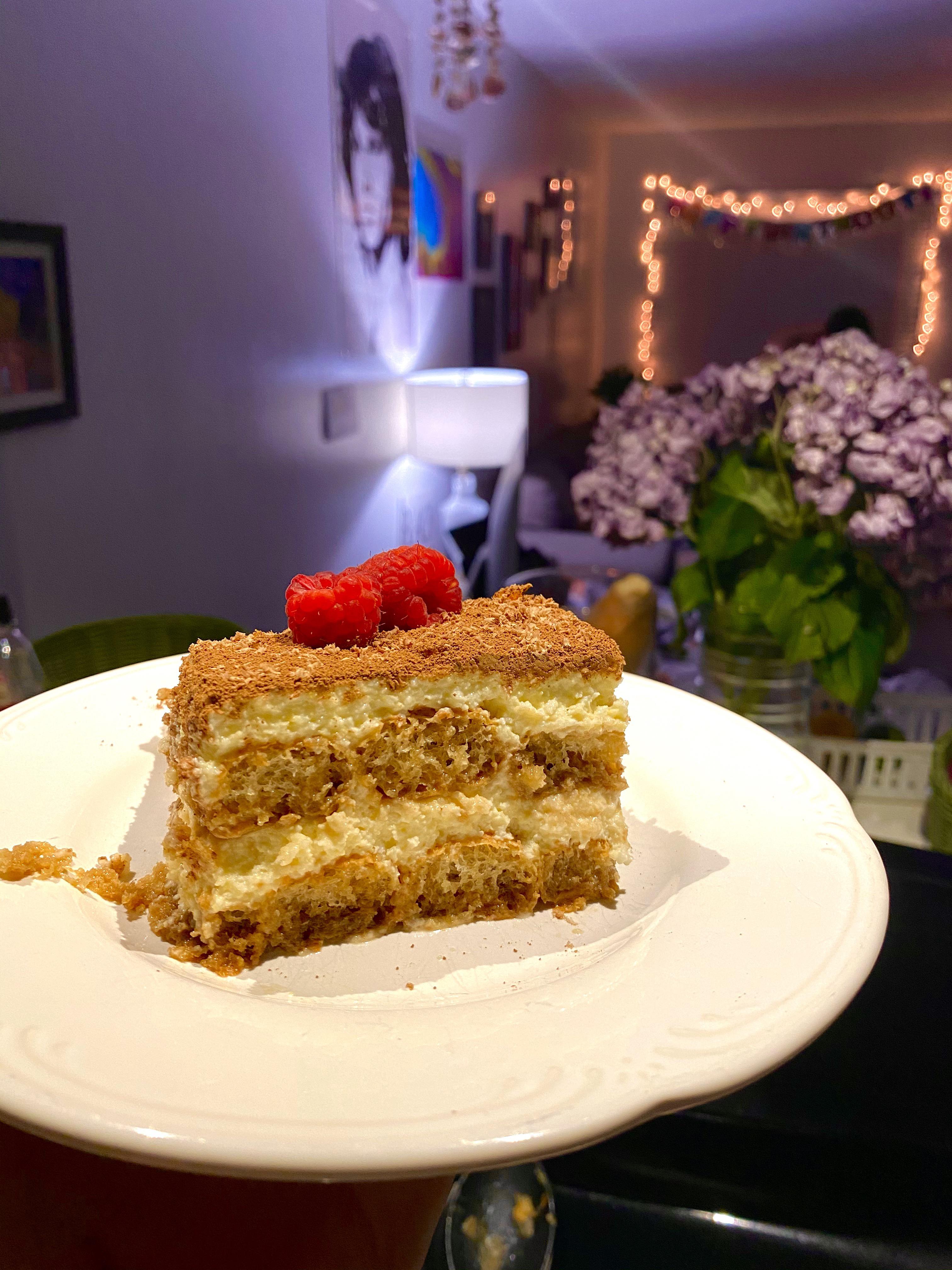 First time making tiramisu. The bottom layer was a bit too soaked, but delicious nonetheless ...