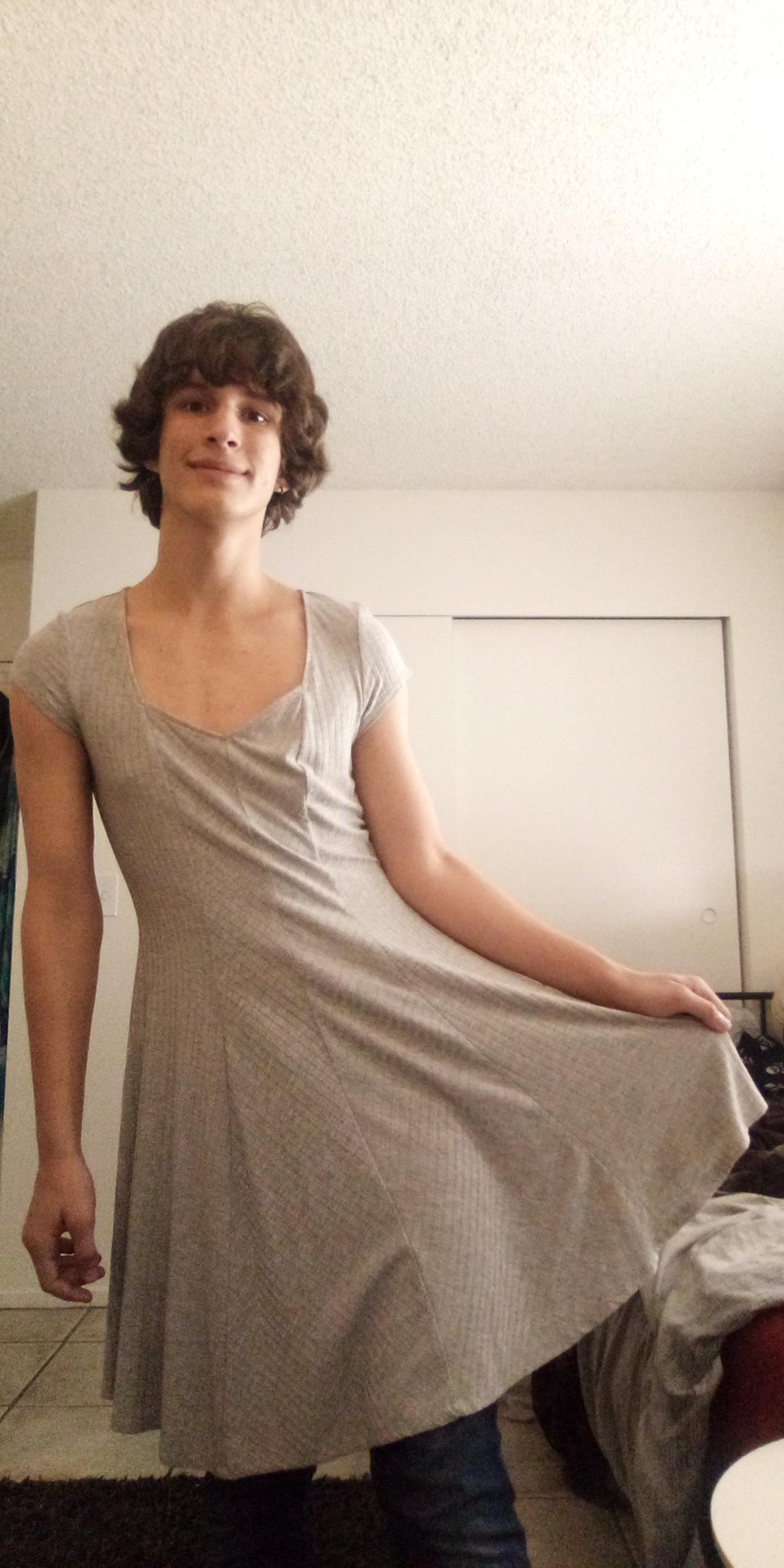 First time wearing a dress. I'm rather fond of this. Also, MAKE GUYS IN DRESSES ACCEPTABLE ...