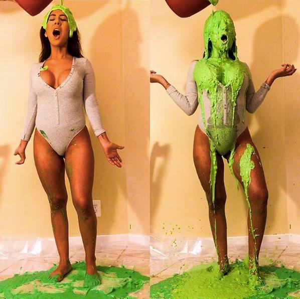Fitness model green slimed | Scrolller