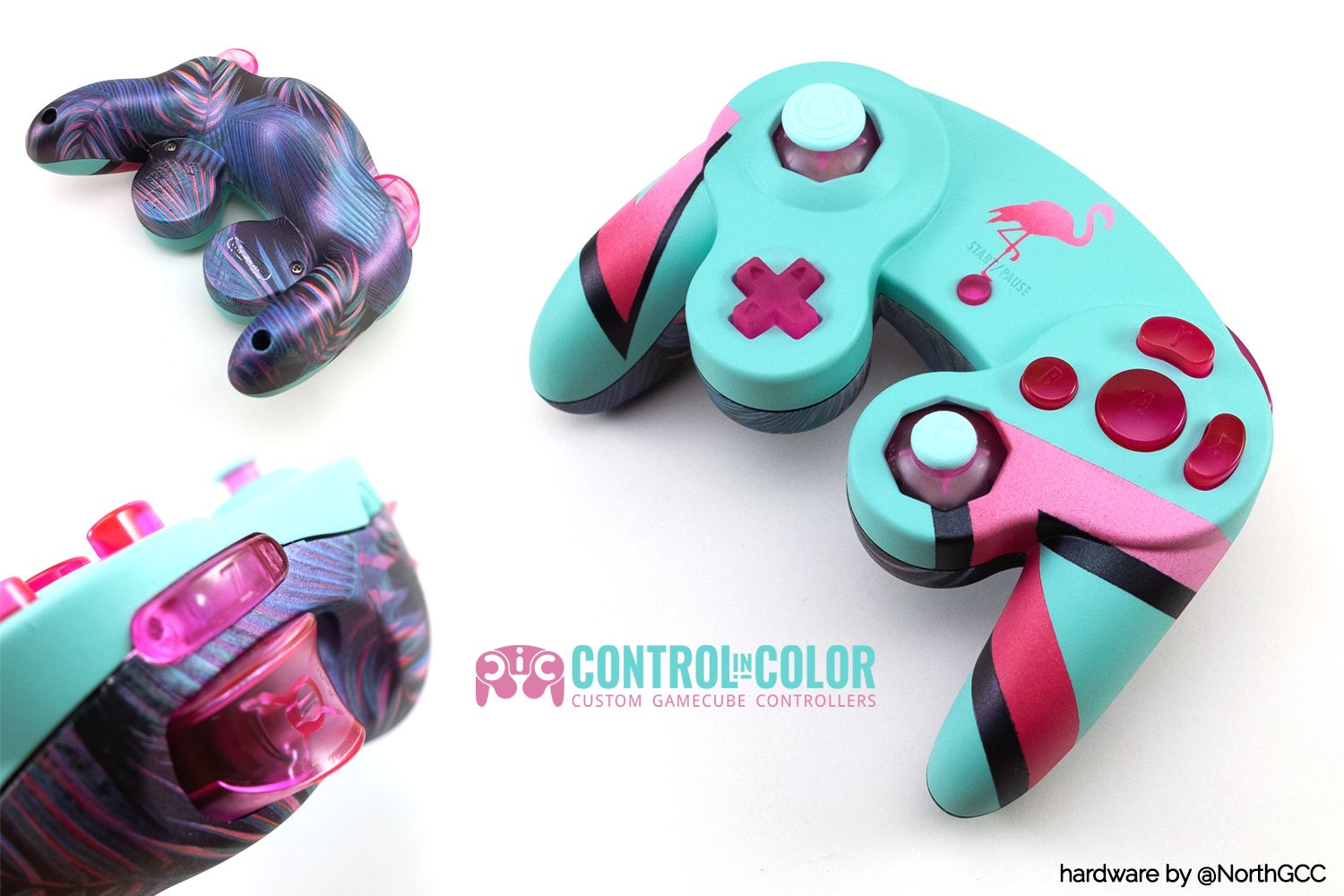 'Flamingo Palms' gamecube controller | Scrolller