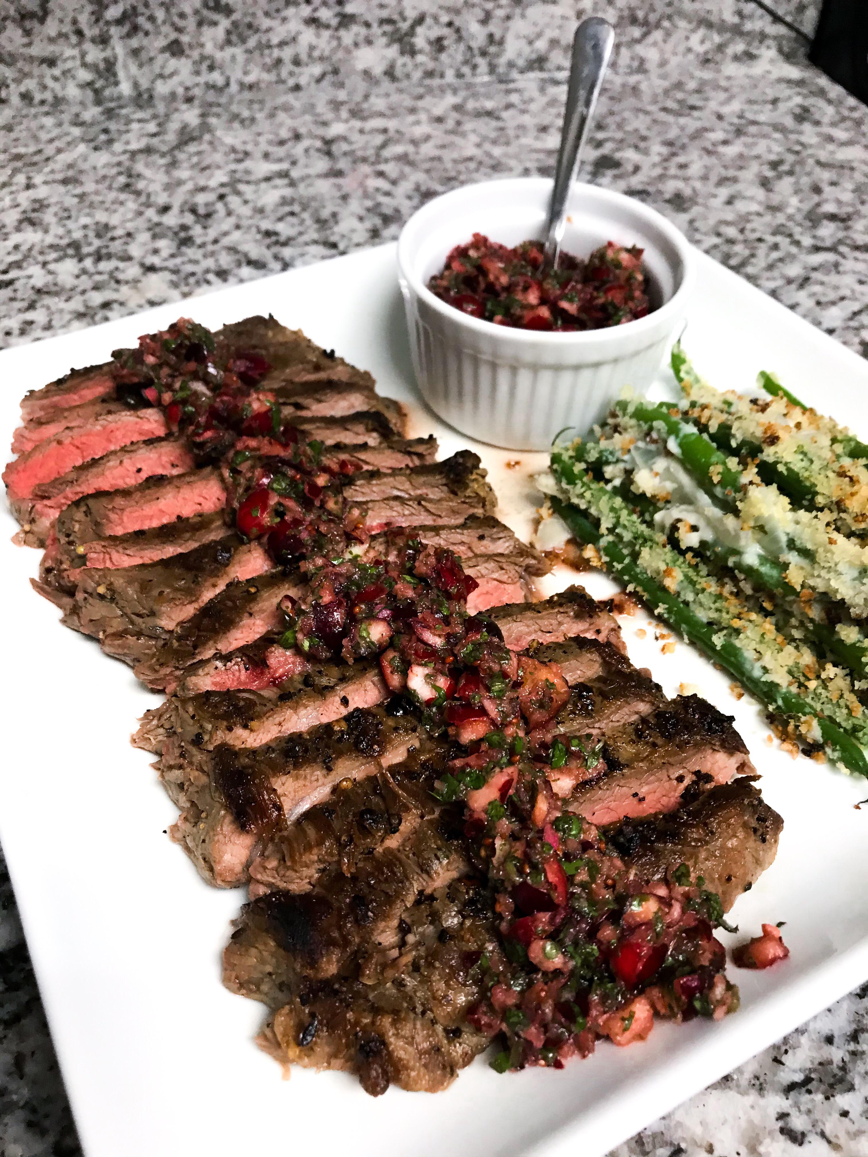 Flank steak with cranberry chimichurri | Scrolller