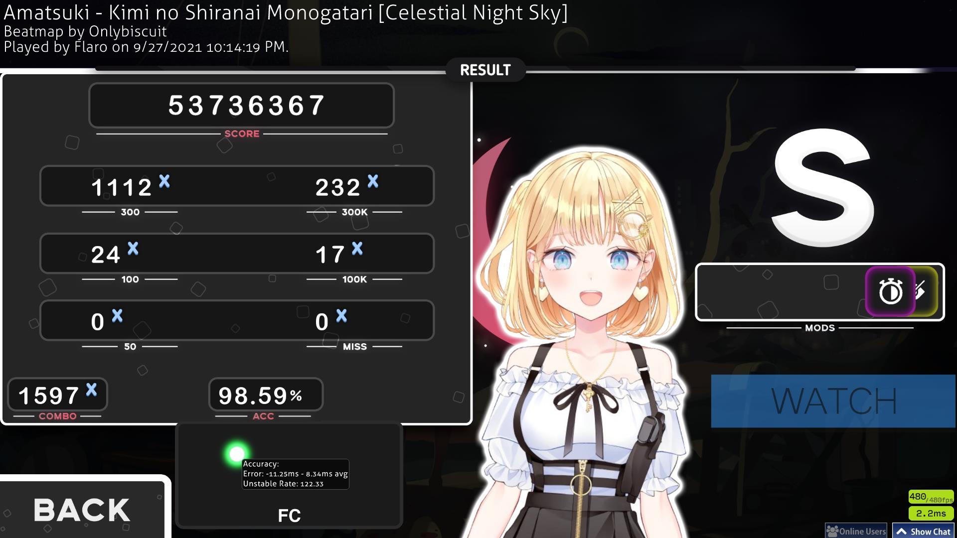 Flaro | Amatsuki - Kimi no Shiranai Monogatari [Celestial Night Sky] (Onlybiscuit, 8.46*) +DT ...