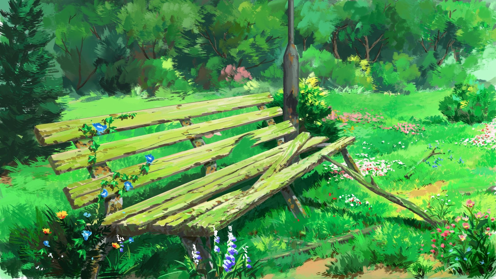 Foliage Bench [1920x1080] | Scrolller
