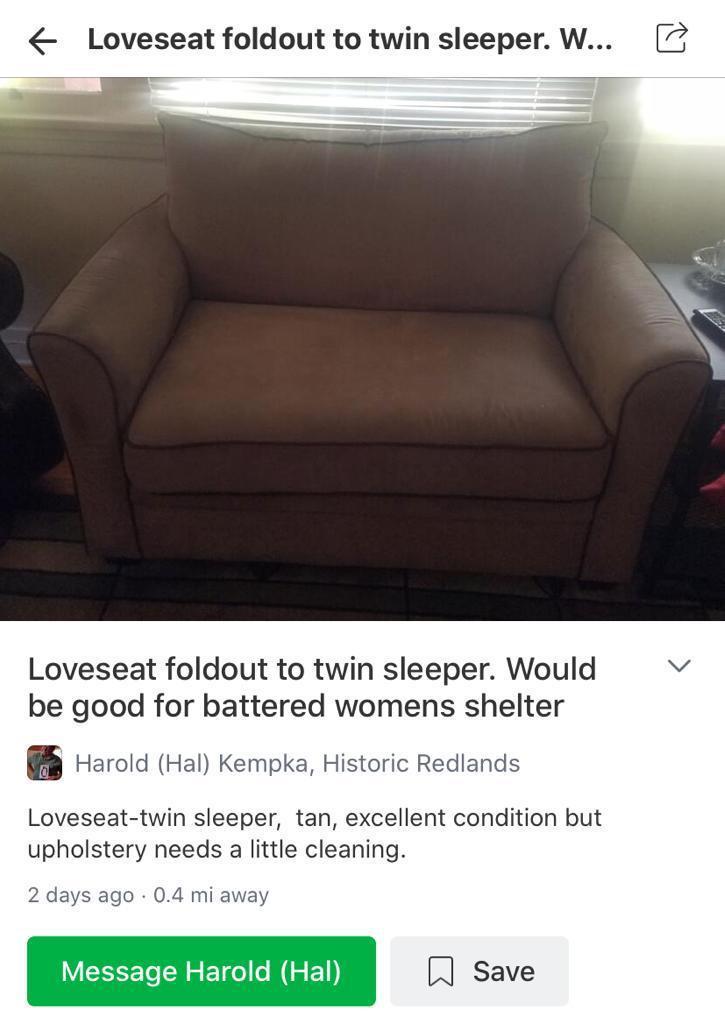 Free loveseat but with a very specific recommendation on who should ...