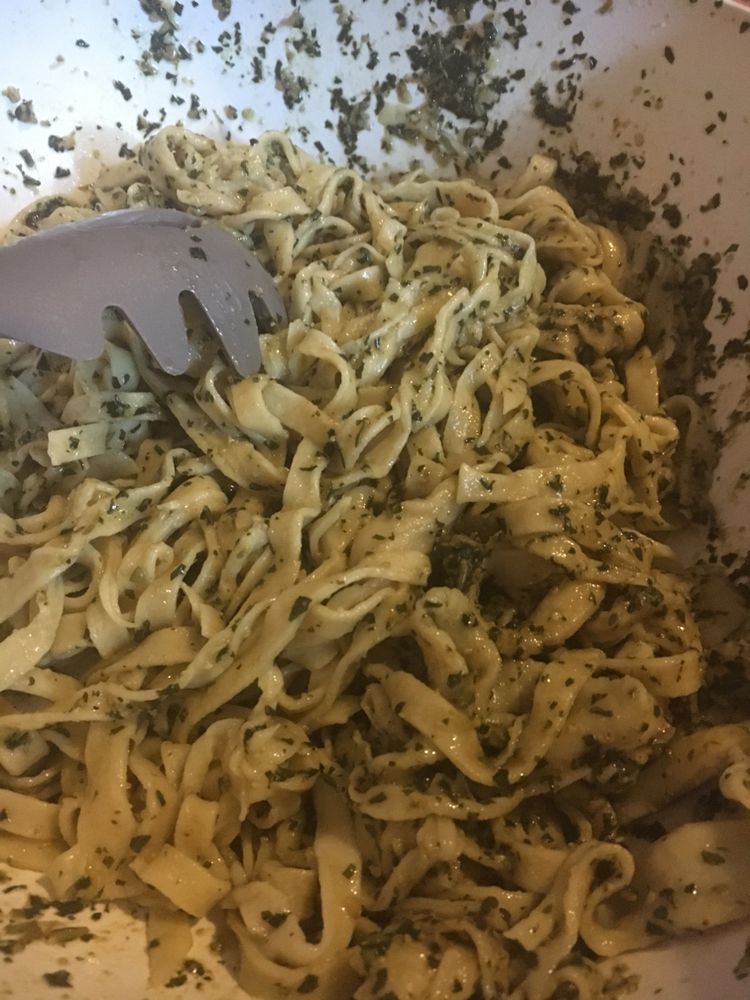 Fresh, homemade pasta with homemade pesto. | Scrolller