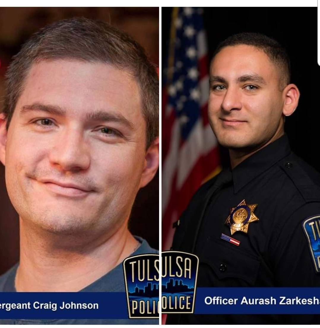 From left to right: Sgt Craig Johnson and Ofc Aurash Zarkeshan. Both are in critical condition ...