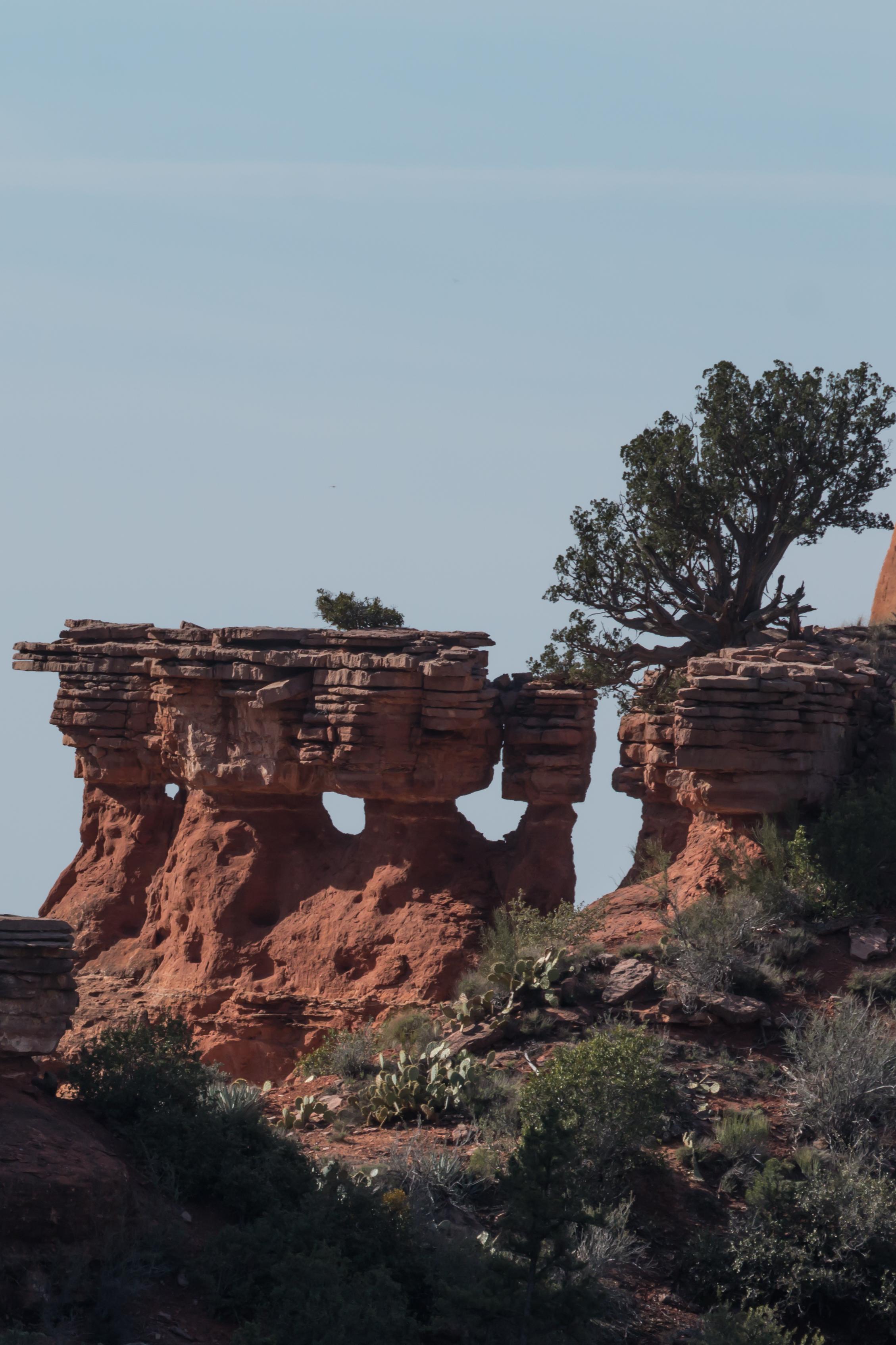 From Sedona Az, an example of cap rock and erosion. | Scrolller