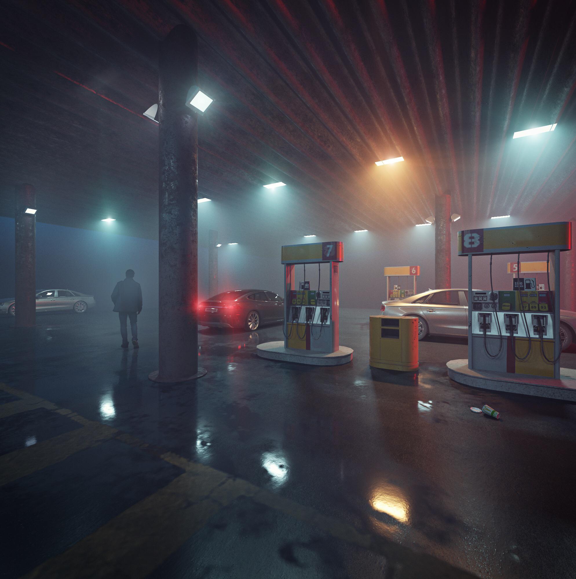 Gas Station II, me, digital render, 2020 | Scrolller