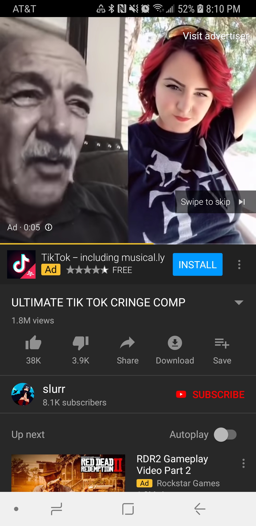 Getting a cringey TikTok ads on a TikTok Cringe Comp. | Scrolller
