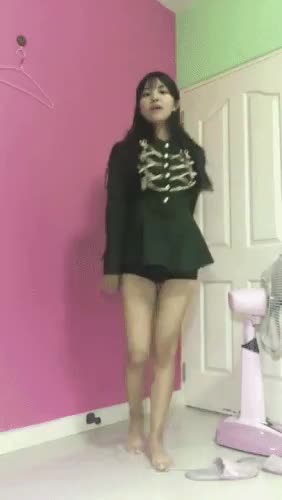 [GIF] Japanese Cutie's Energetic Bedroom Dance and Strip | Scrolller