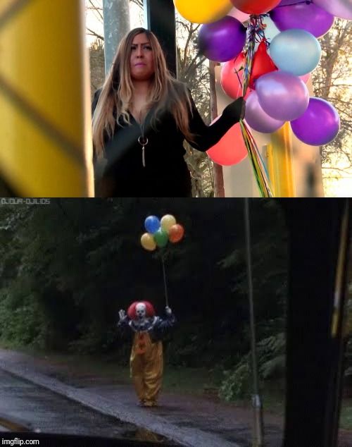 Girl be looking like Pennywise with those damn balloons | Scrolller