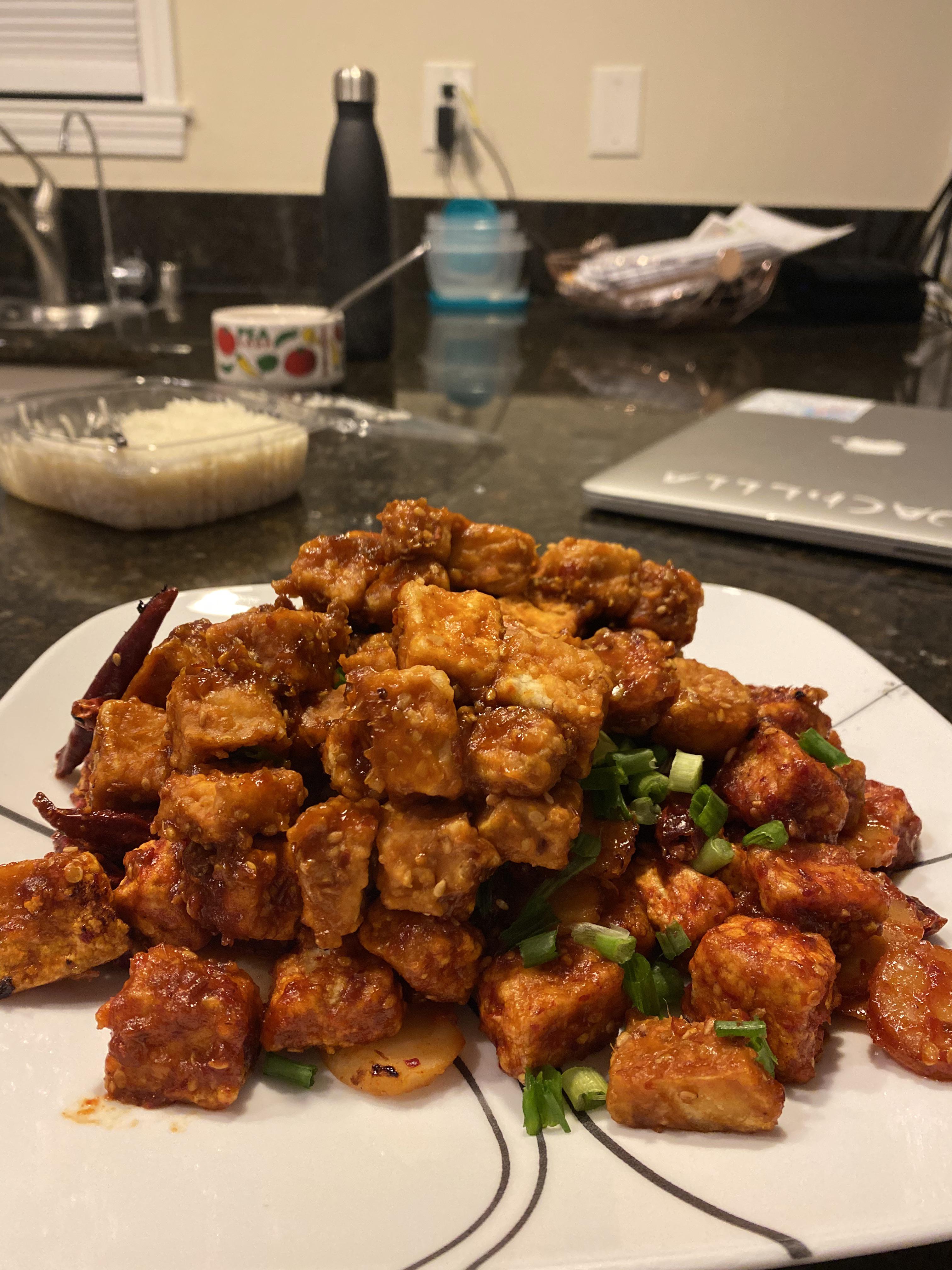 Girlfriend got me an air fryer for my birthday. First time using it. Garlic chili tofu! | Scrolller