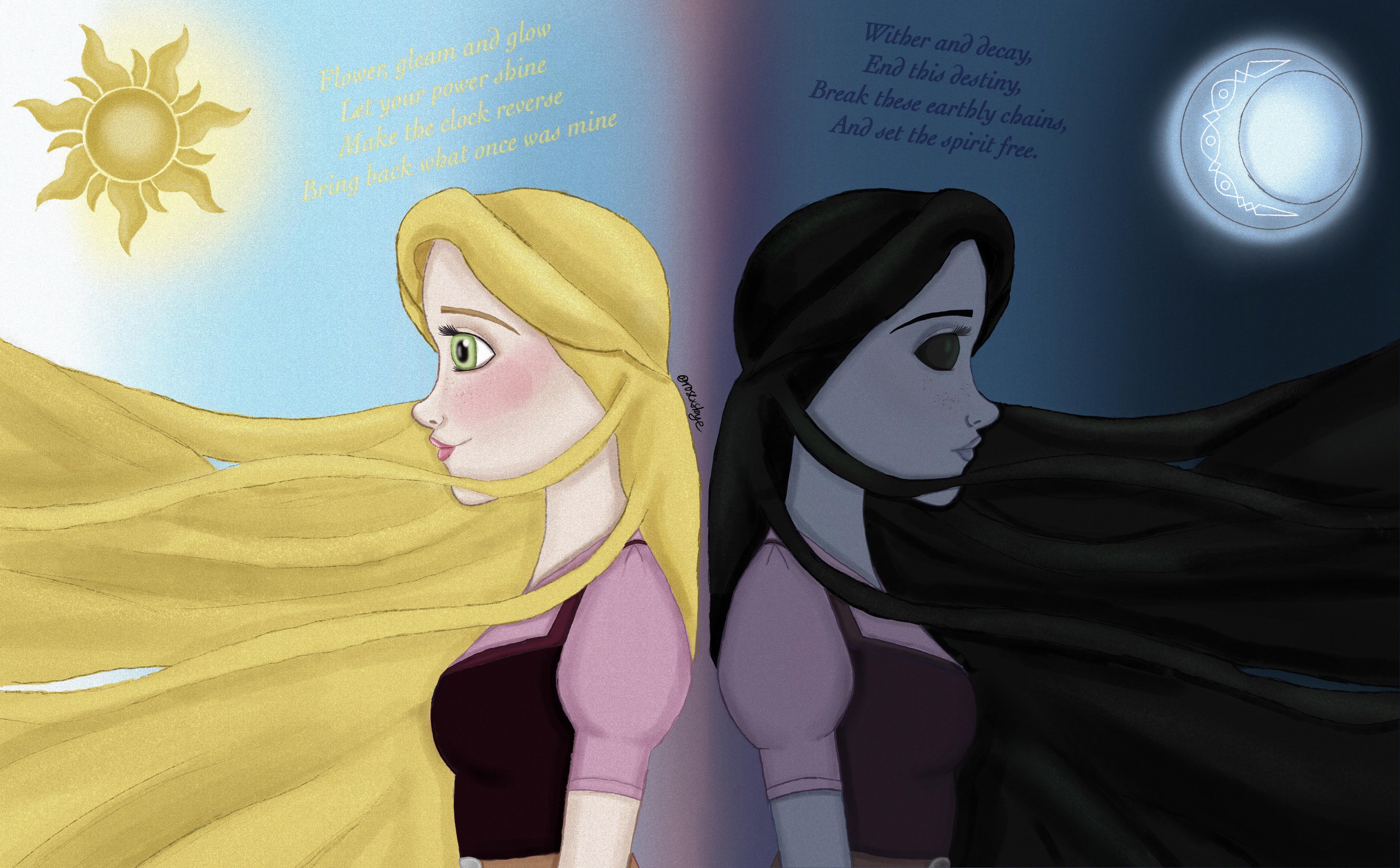 Gleam and glow | Wither and decay. A side-by-side of Rapunzel! | Scrolller