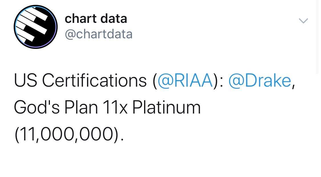 God’s Plan is finally and officially certified Diamond | Scrolller