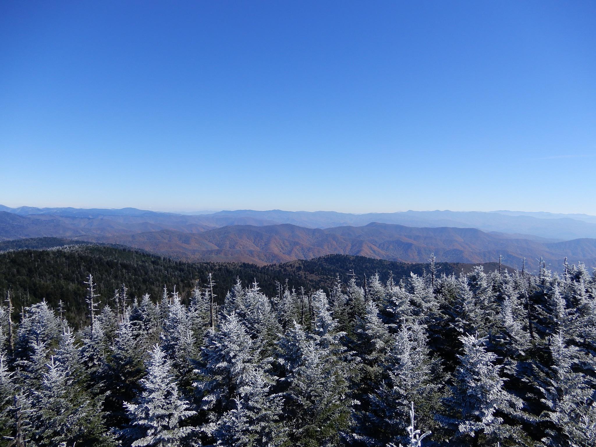 Great Smoky Mountains view from Clingmans Dome shortly after a light snow. | Scrolller