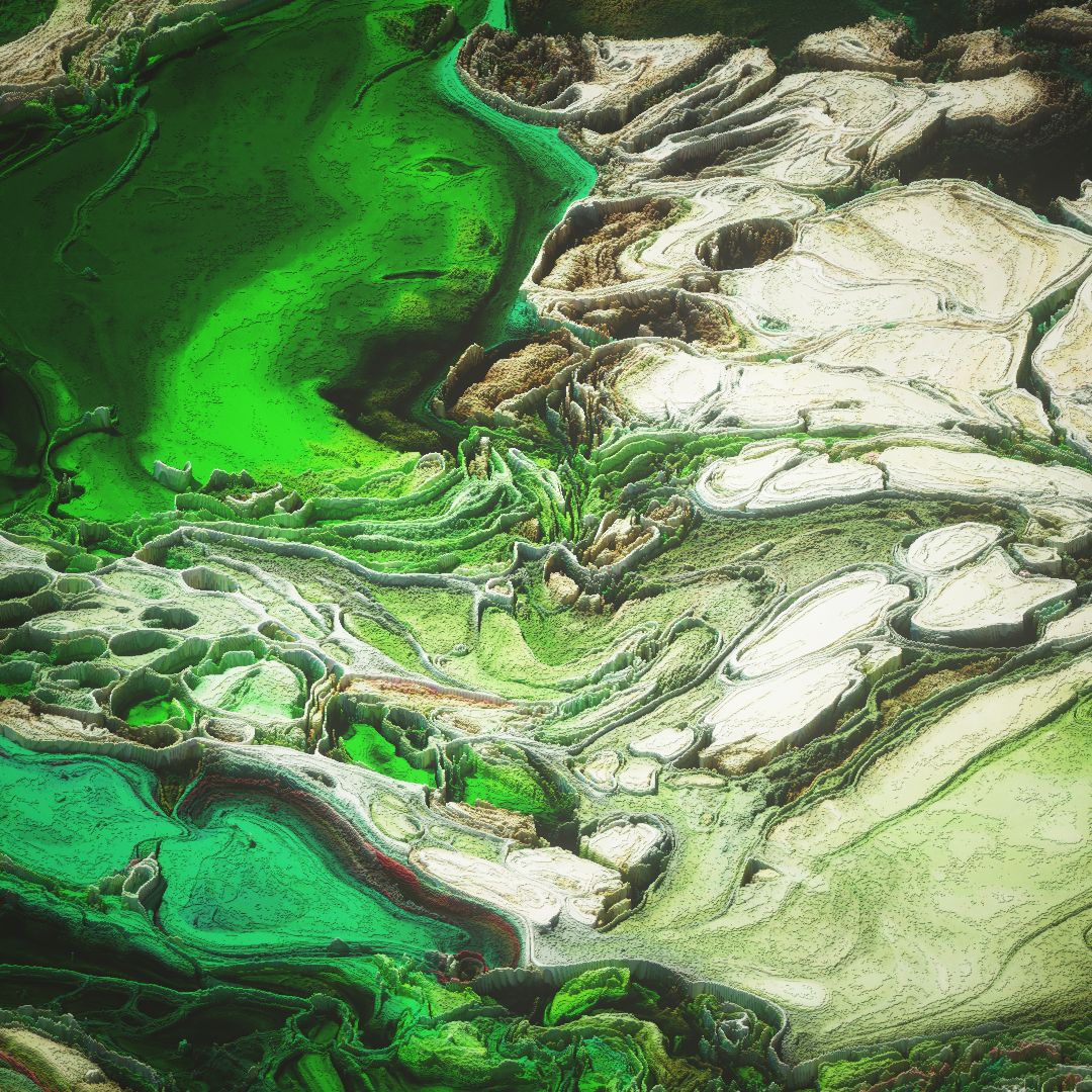 Green abstract voxel landscape | Scrolller