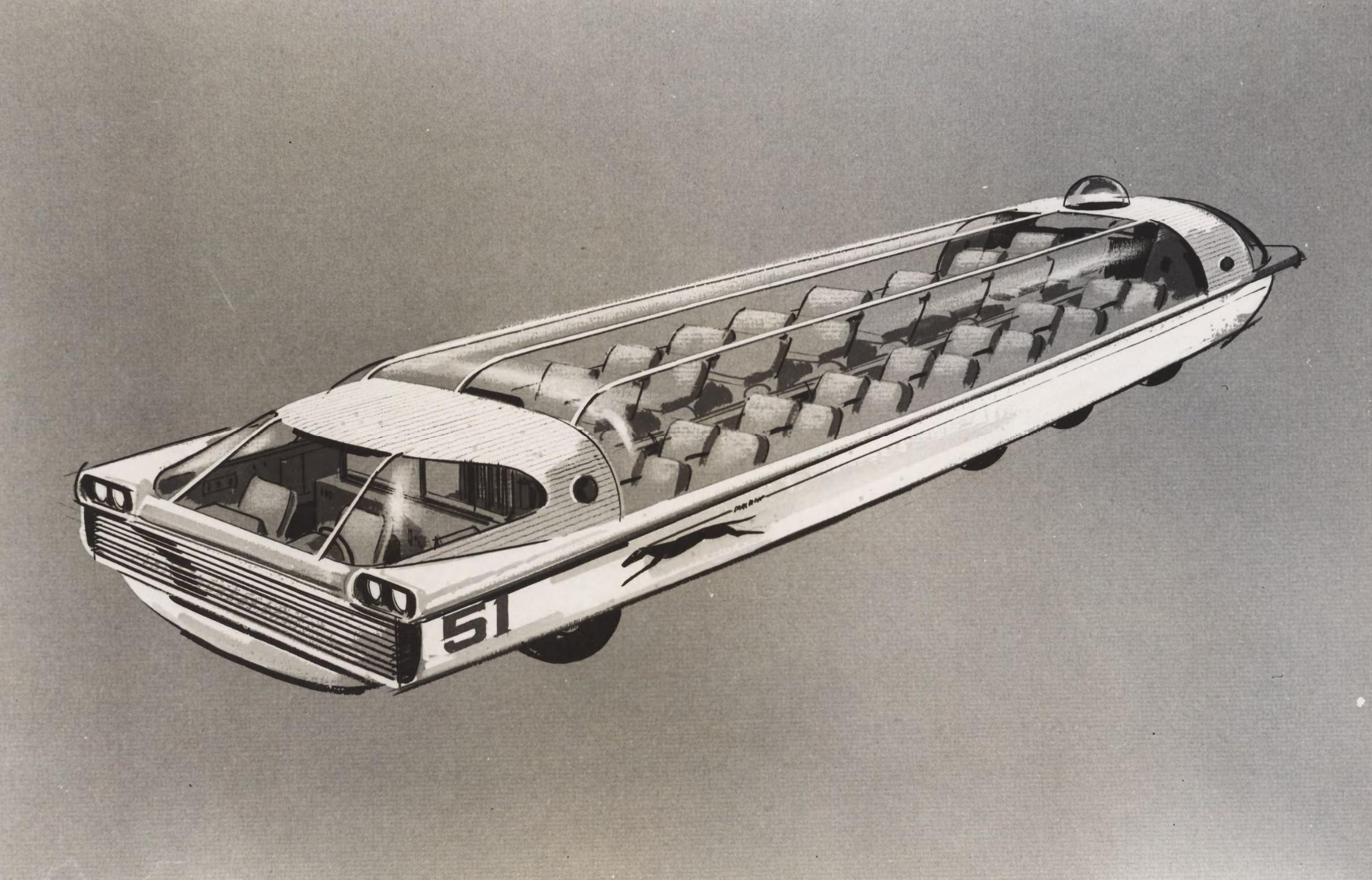 Greyhound bus concept drawing, 1950 | Scrolller