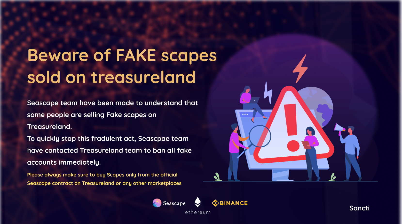 Guys, don't be deceived by fake scapes sold on Treasureland. This is an announcement from ...