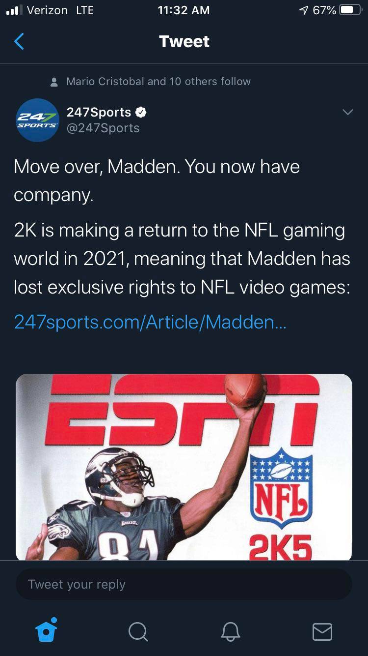 Hahahahahahhahahahhaha screw EA finally!!! 2k is going to make the nfl mobile game we’ve all ...