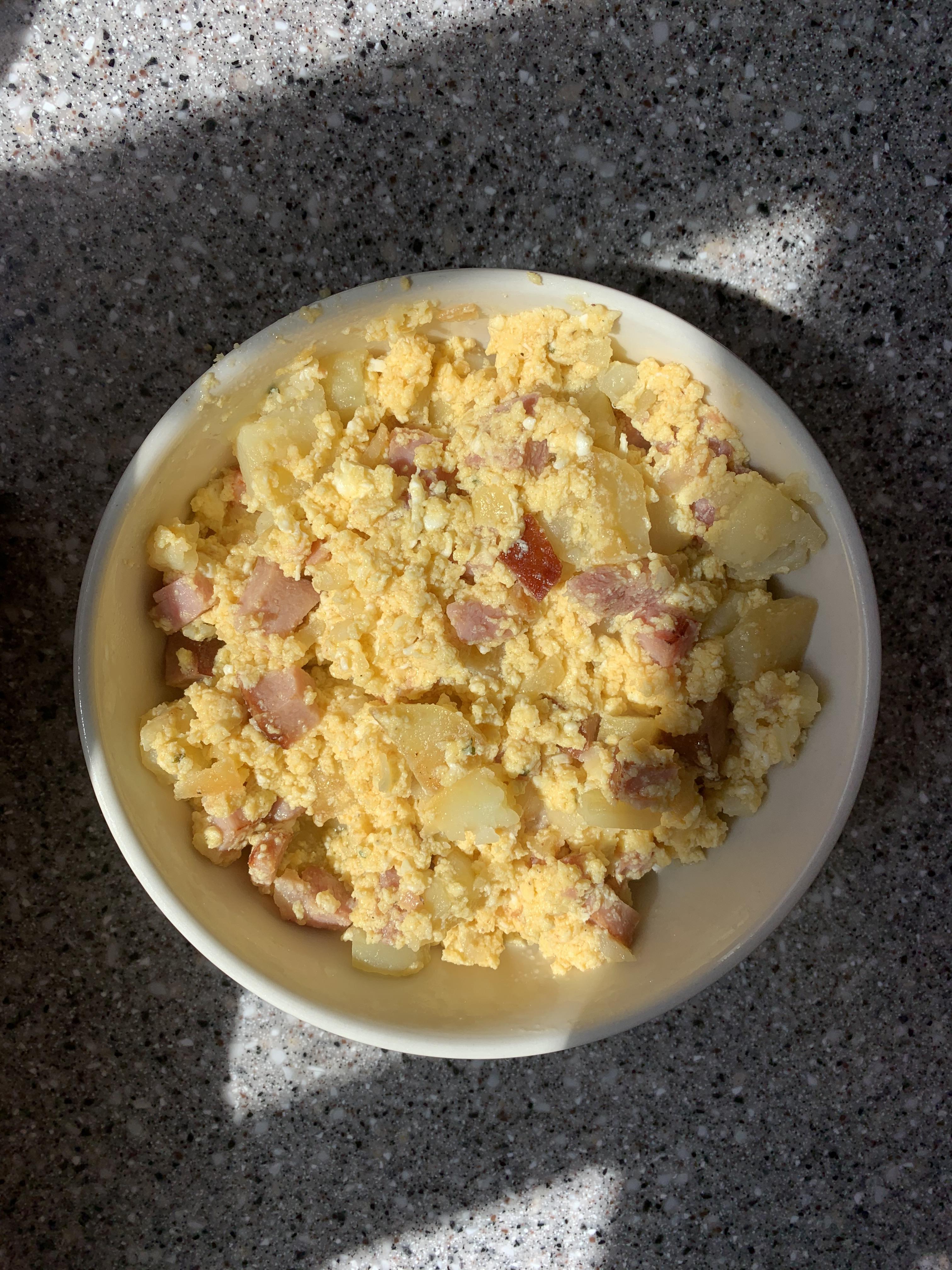 Ham, potato, and cheese scramble. | Scrolller
