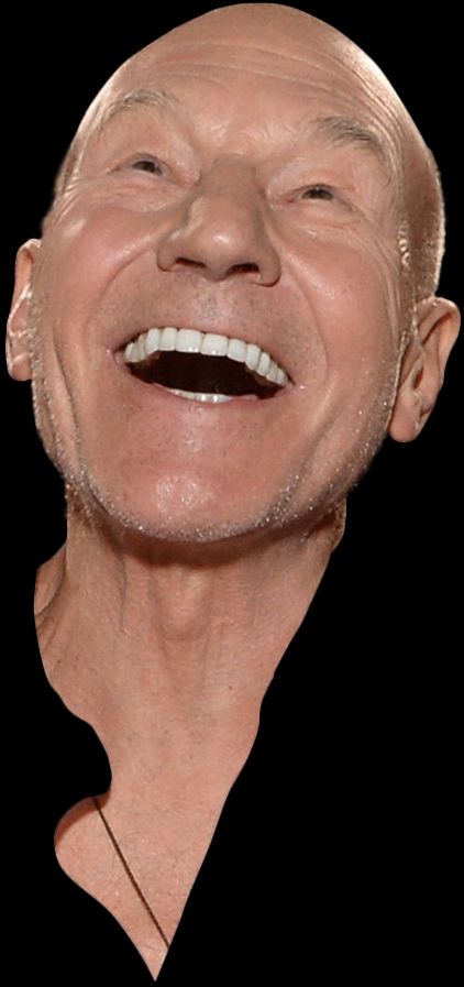 Head and neck of a happy Sir Patrick Stewart OBE | Scrolller