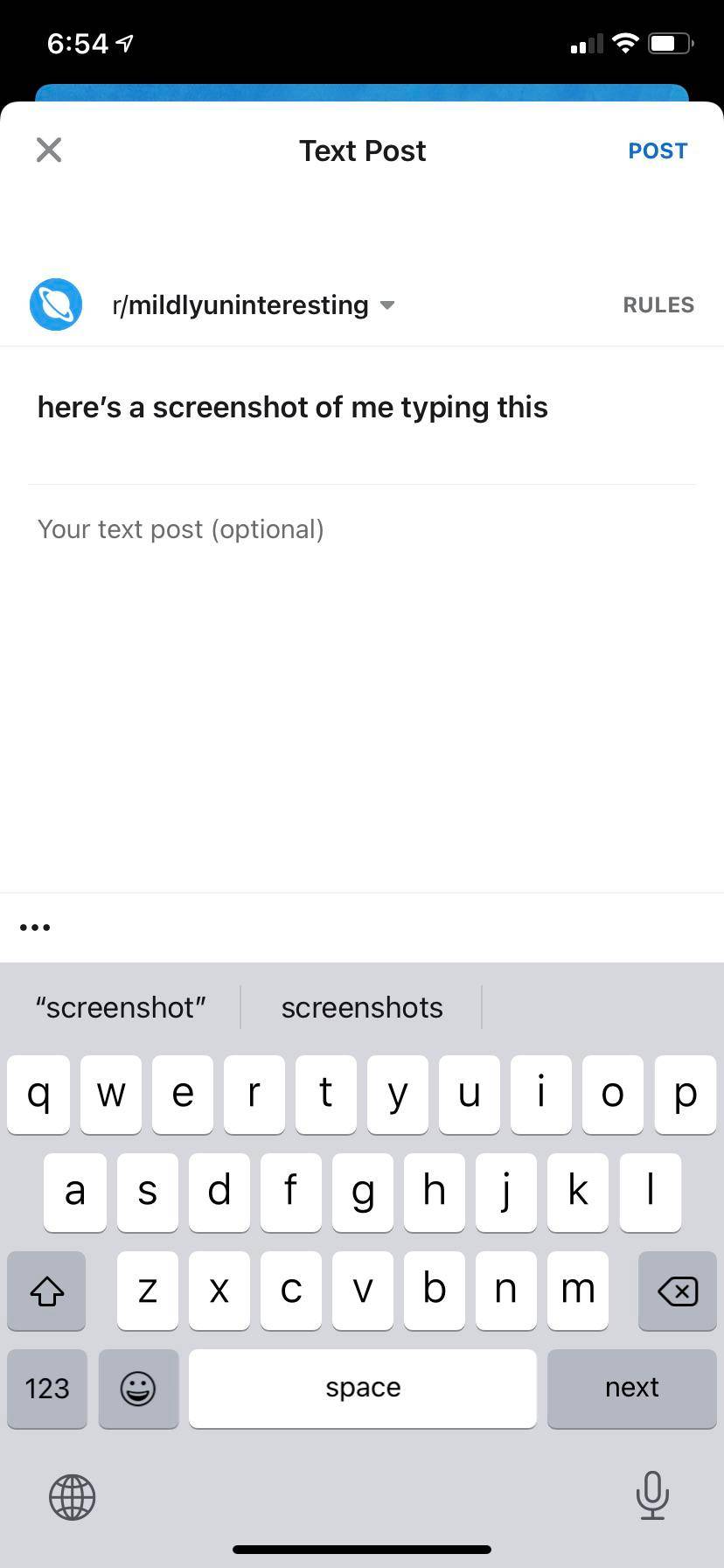 here’s a screenshot of me typing this | Scrolller