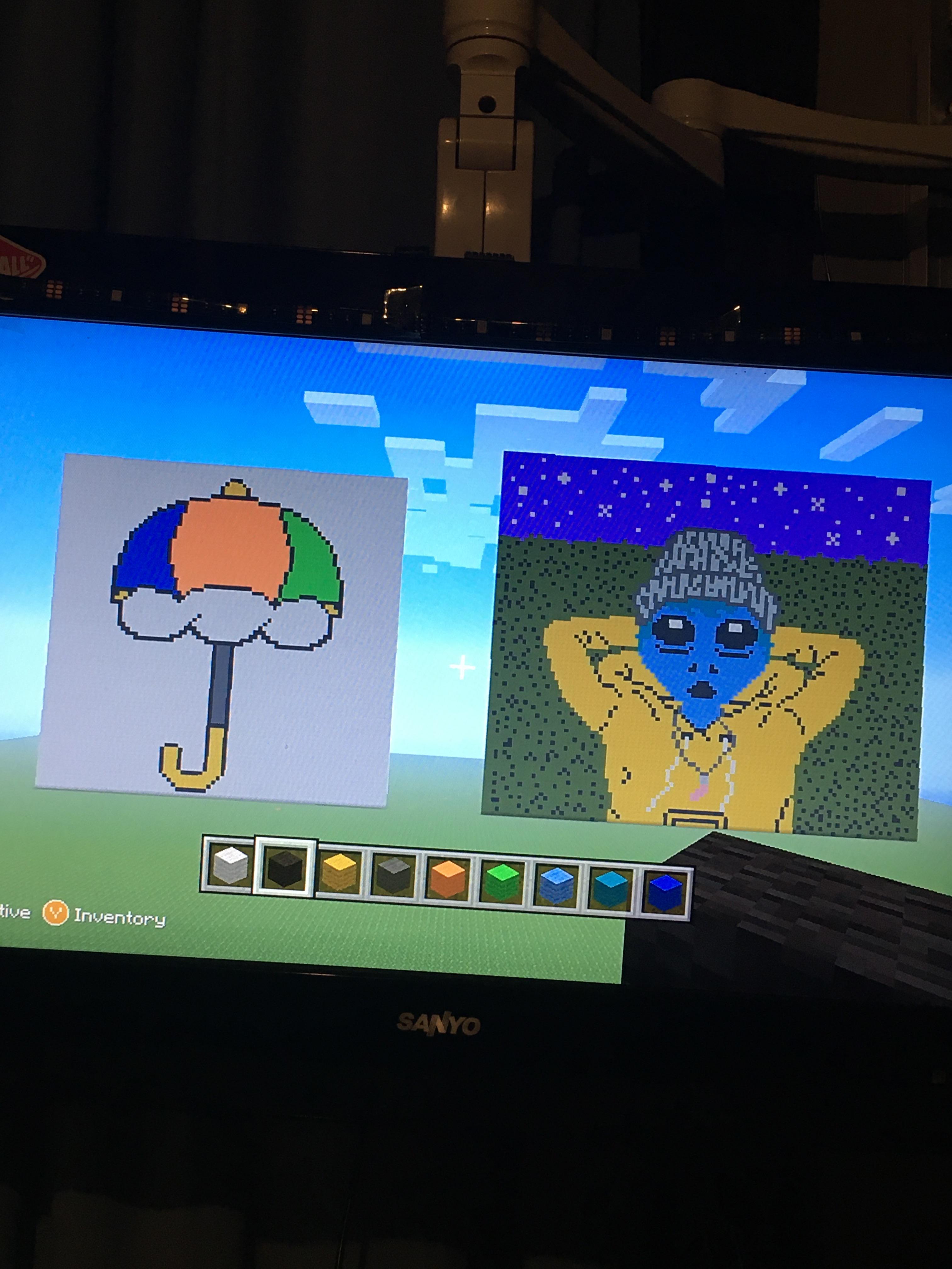 here’s the stargazing design with the overcast symboli made in minecraft | Scrolller