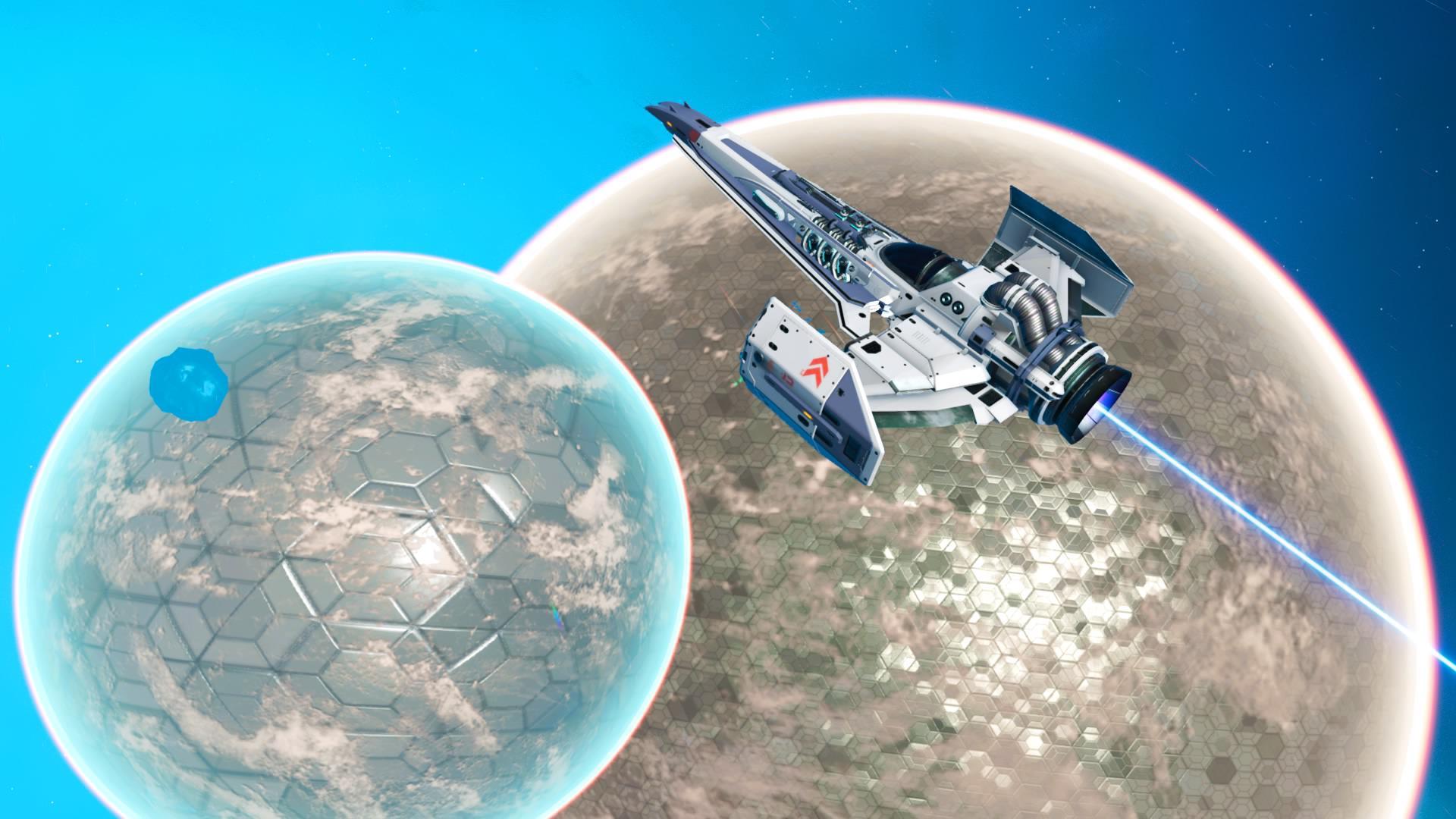 Hexagonal moon orbiting a hexagonal planet. | Scrolller