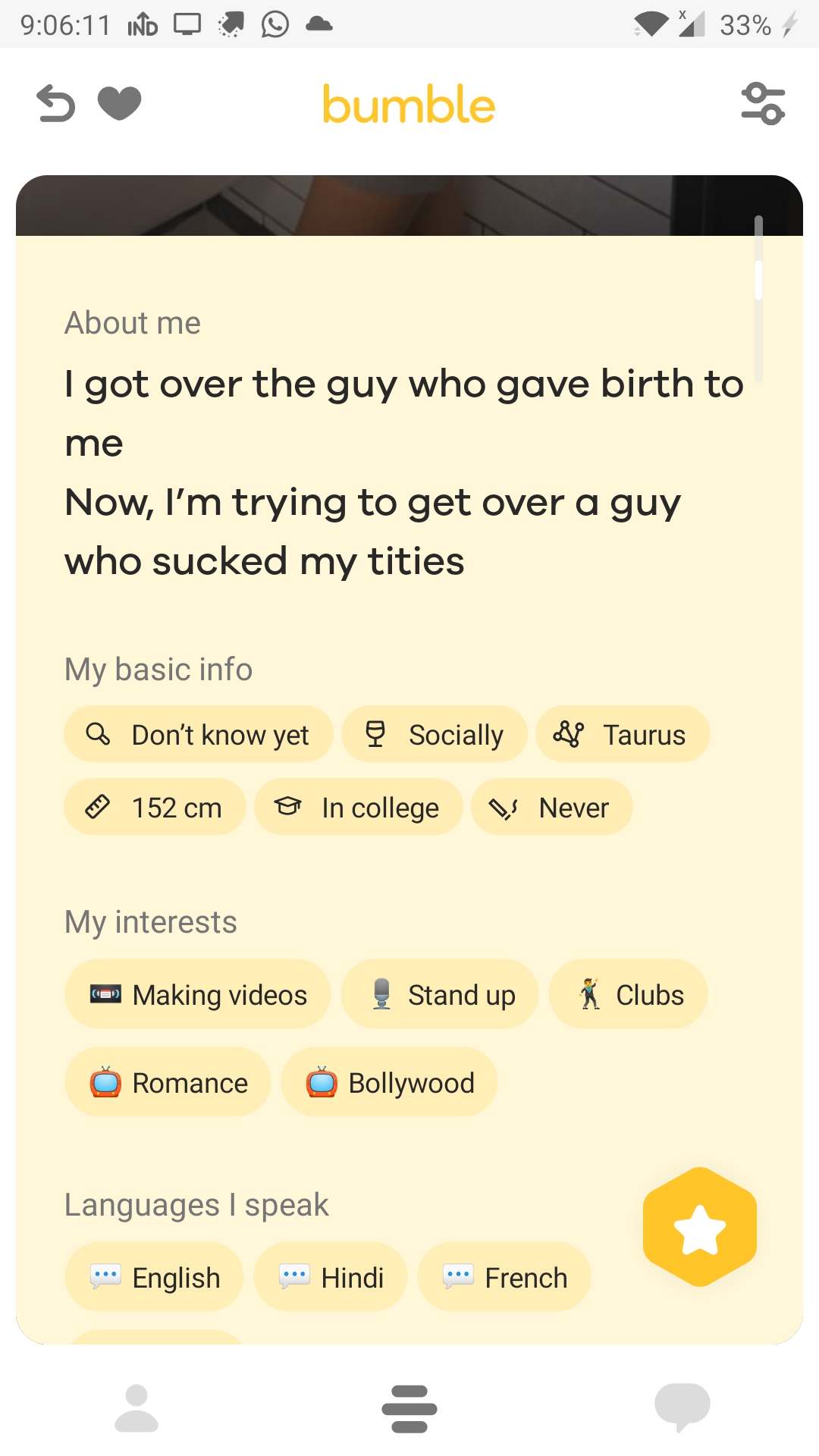 Hey guys..come on that's the best bio I've read on this app. | Scrolller