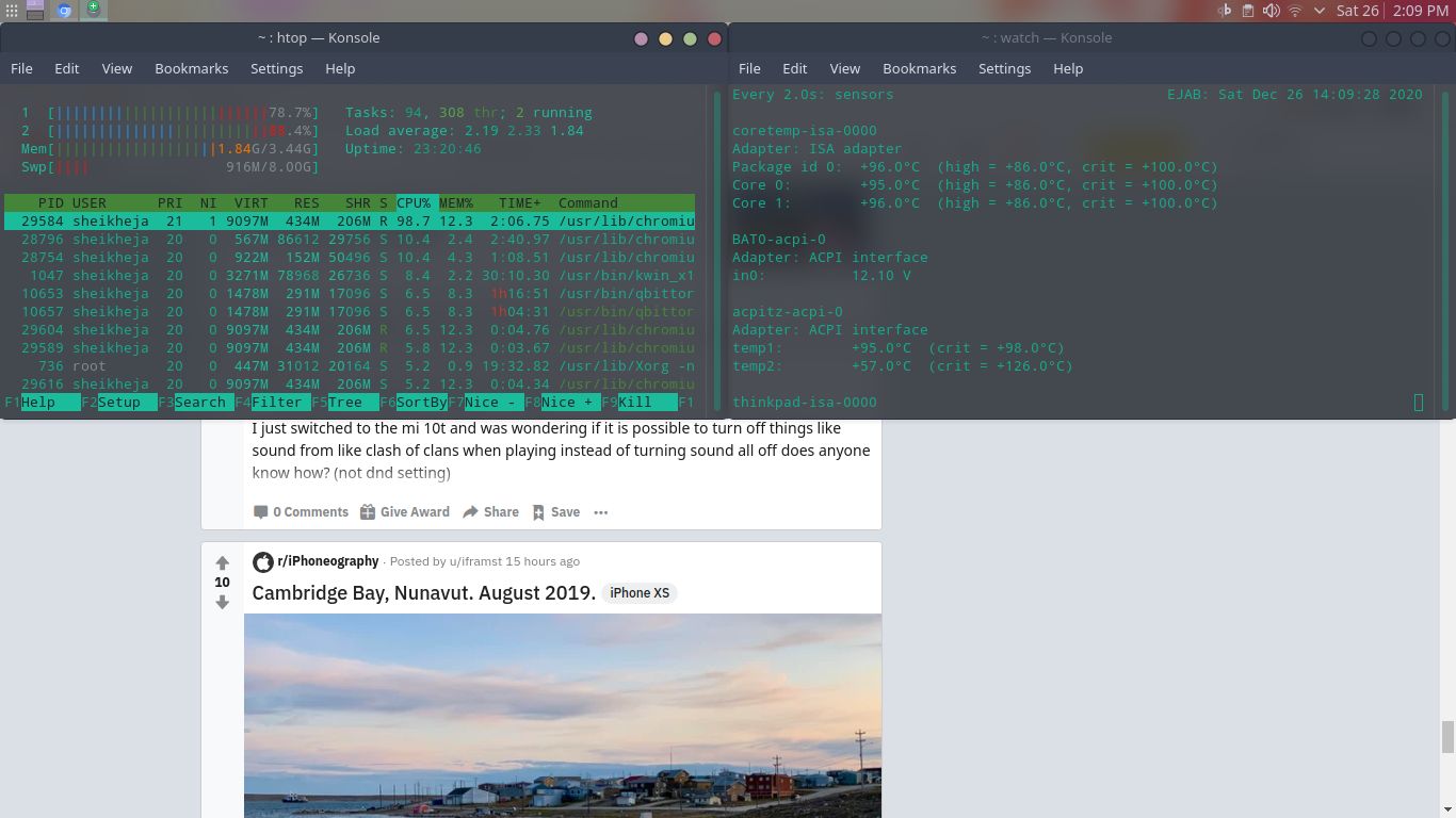 High Cpuusagetemperature While Scrolling On Manjaro Kde Only Running