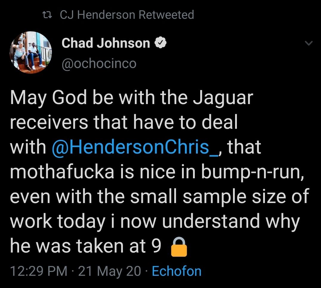 High Praise for CJ Henderson from the legend himself! | Scrolller