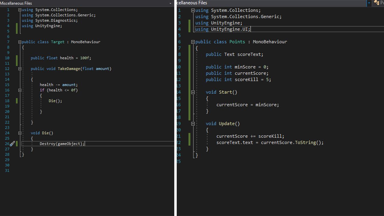 How do i notice the right script everytime the left scripts gameobject gets destroyed? I want to ...