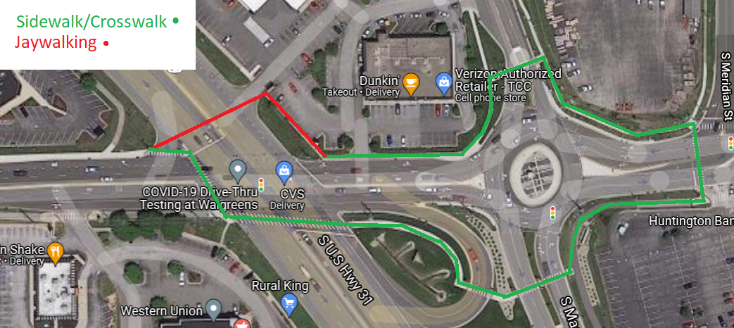How far a pedestrian has to go to cross a street using crosswalks | Scrolller