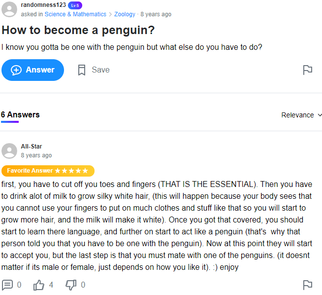 "How to become a penguin?" | Scrolller