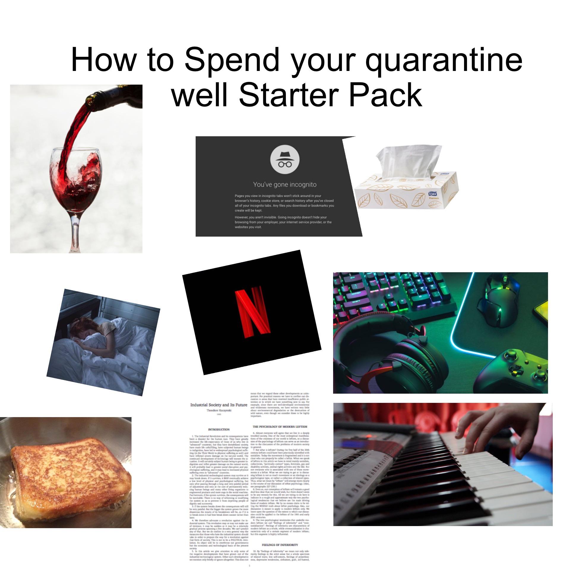 How to spend your quarantine well starterpack | Scrolller