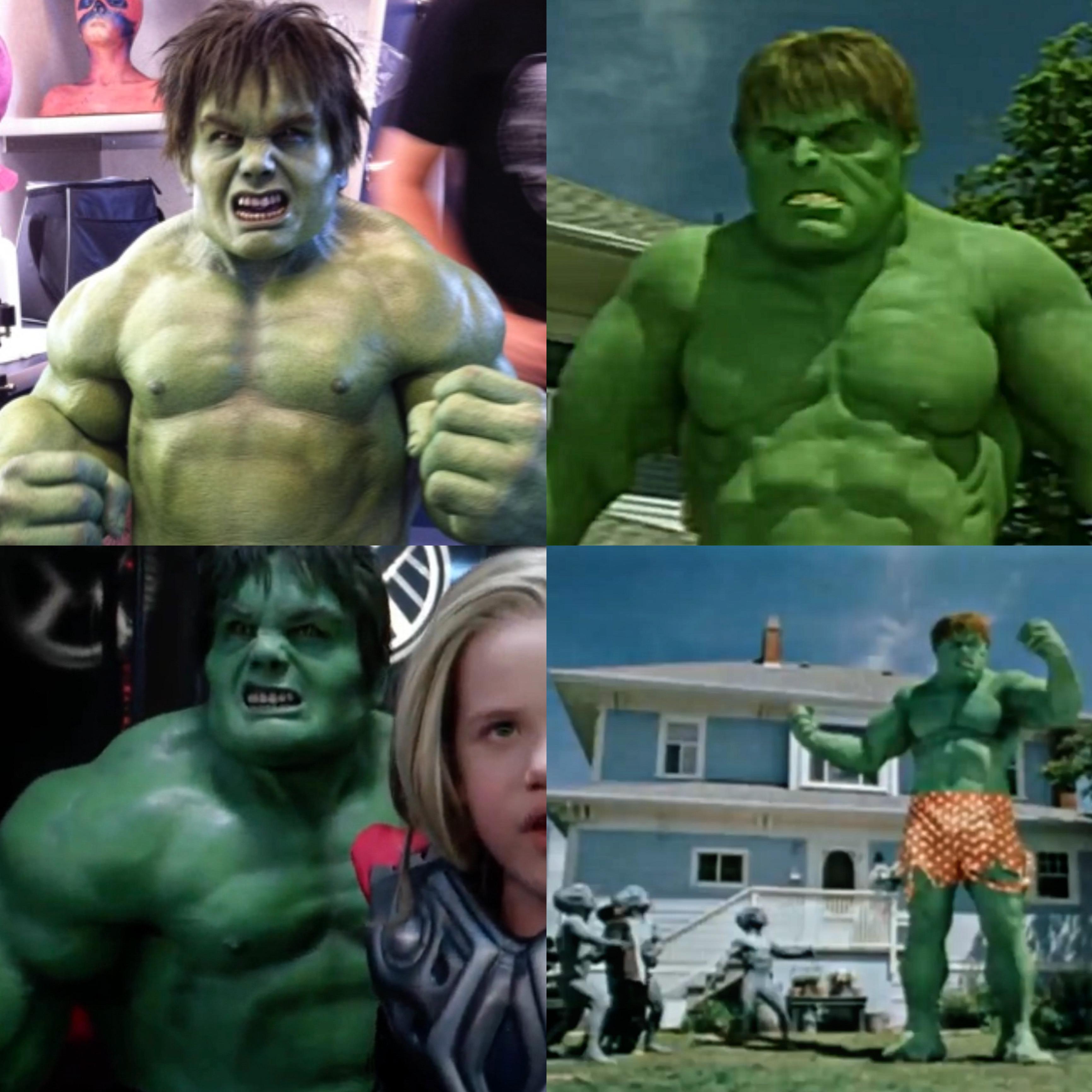 Hulk and Practical Effects. (Left) The Avengers 2012 Target ad and (Right) Scary Movie 3 Hulk ...