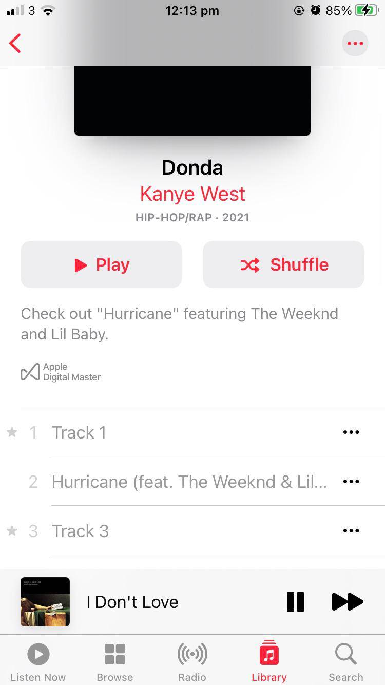 Hurricane now shows up on Donda tracklist for Apple Music | Scrolller
